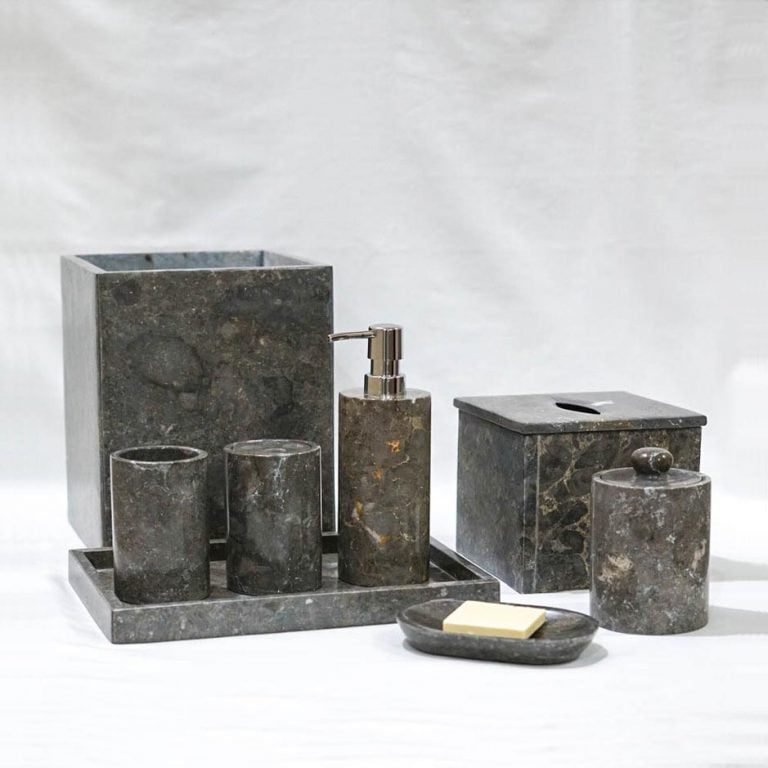 Grey Marble Bathroom Amenities - Theory of Living